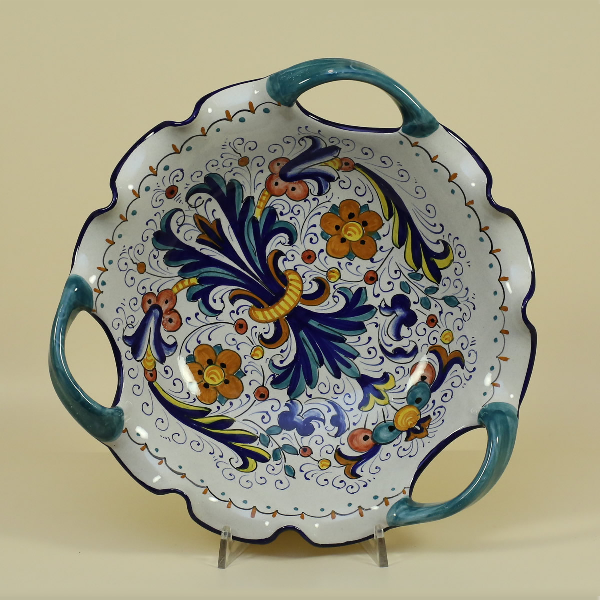 Italian Ceramic Tableware Bowls Centerpiece with three handles, cm.30d ...