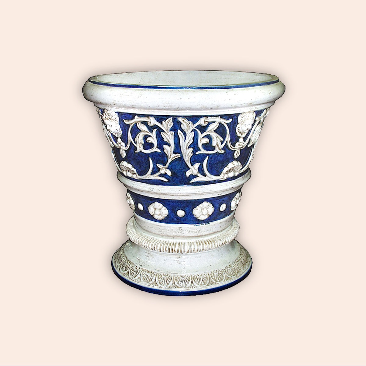 Urn vases PLANTER - BAS-RELIEF WITH PLANTS cm.75h