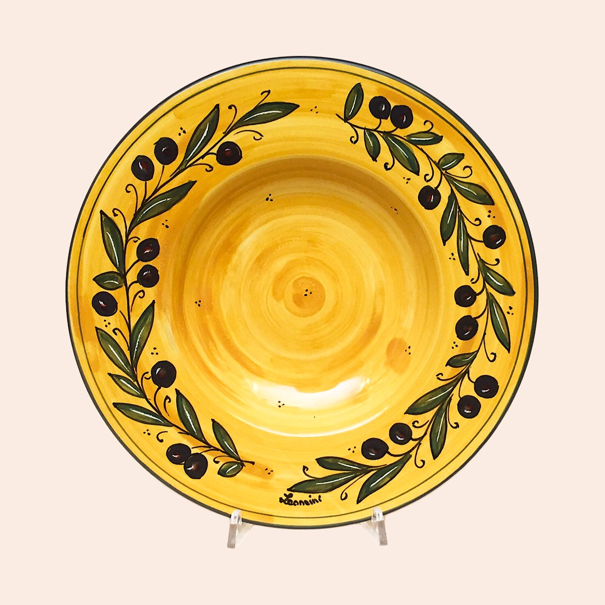 SET OF SOUP-PASTA PLATES OF CM27 DIAMETER OLIVO FONDO GIALLO
