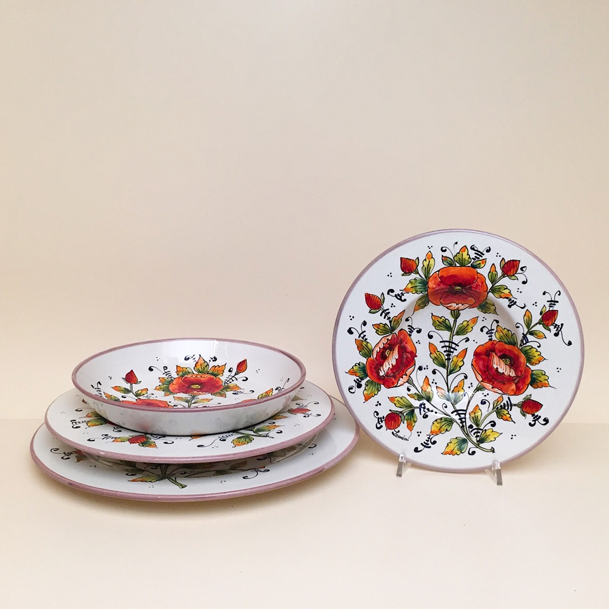 Italian Ceramic Tableware Plates DINNERWARE SET; DESIGN: PAPAVERO ...